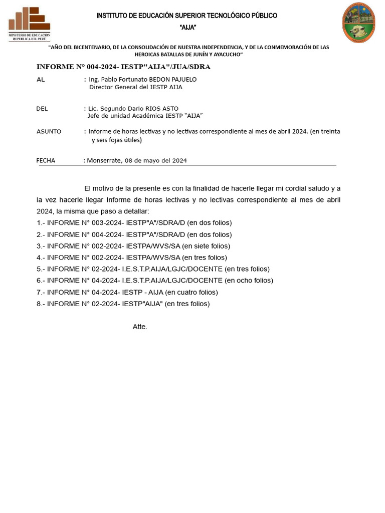 Informe - Abril - 2024 - CORREGIDO | PDF