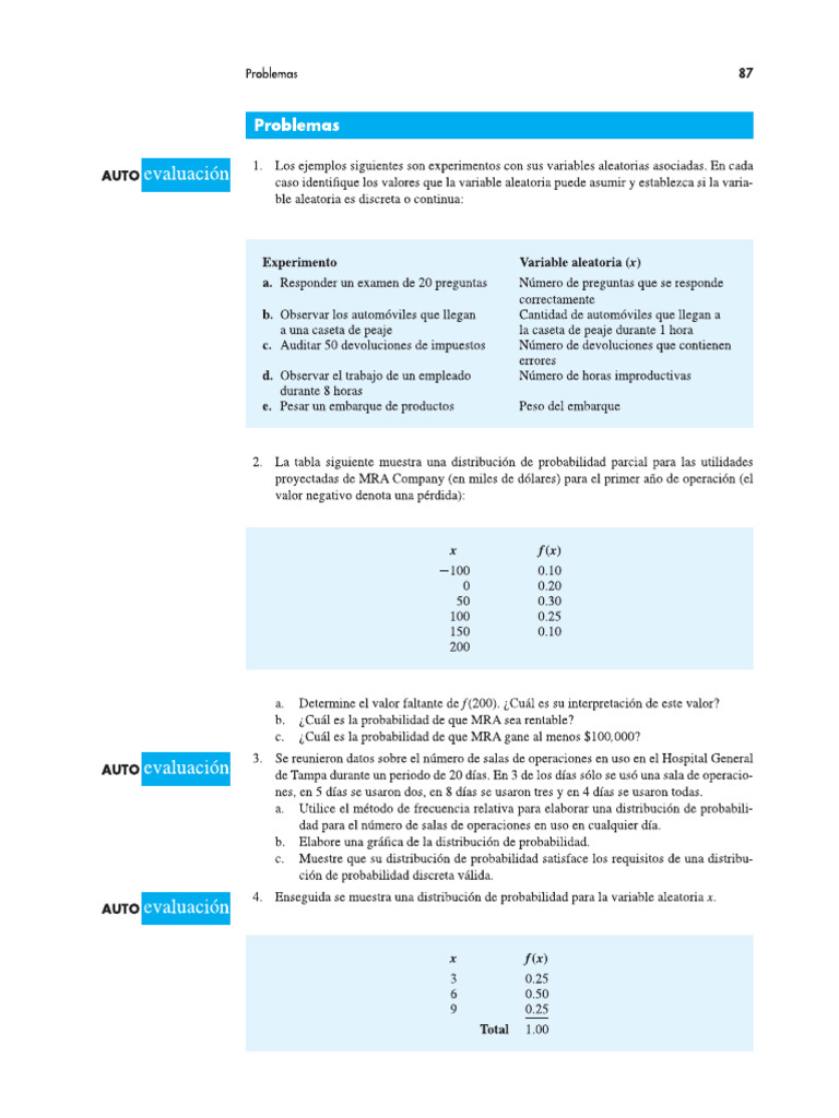Guia de Ejercicios de Variables Aleatorias | PDF Guia de Ejercicios de Variables Aleatorias | PDF