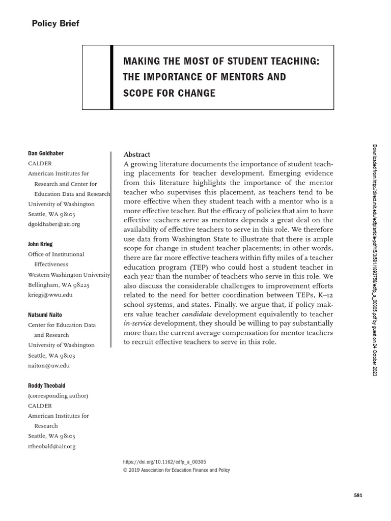 Making The Most of Student Teaching: The Importance of Mentors and ...