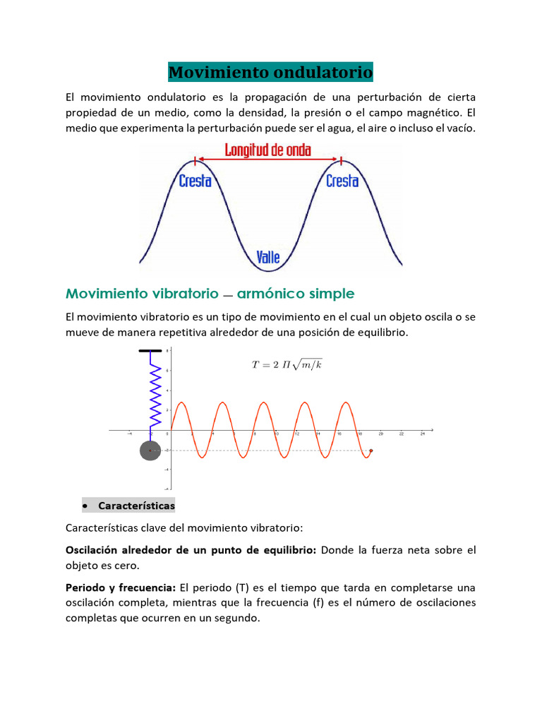 Movimiento Ondulatorio | PDF | Olas | Frecuencia
