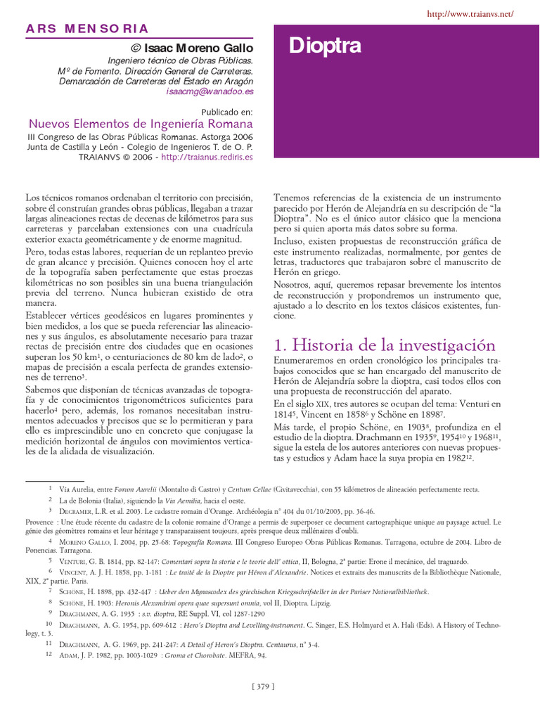 Reconstrucción de la Dioptra Romana | PDF | Arte | Historia
