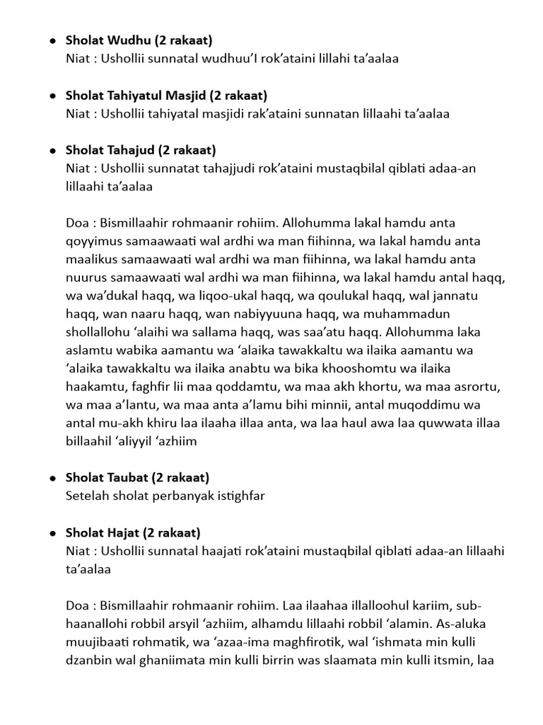 Kumpulan Sholat Sunnah | PDF | Prayer