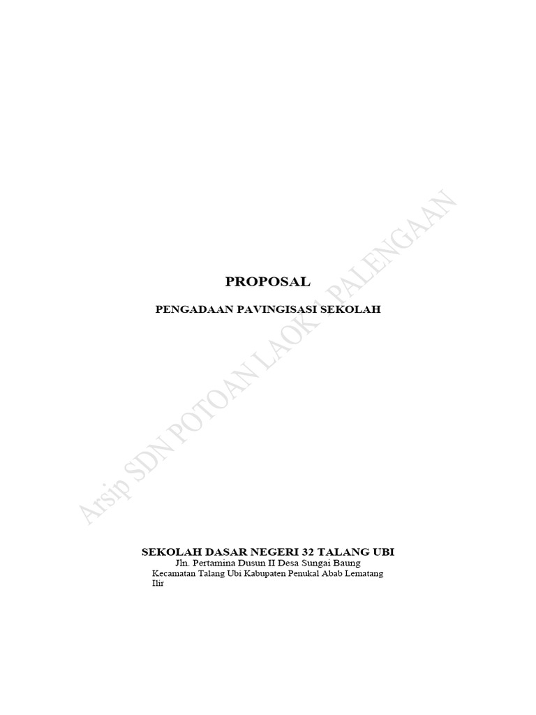 Contoh Proposal Pavingisasi Sekolah | PDF