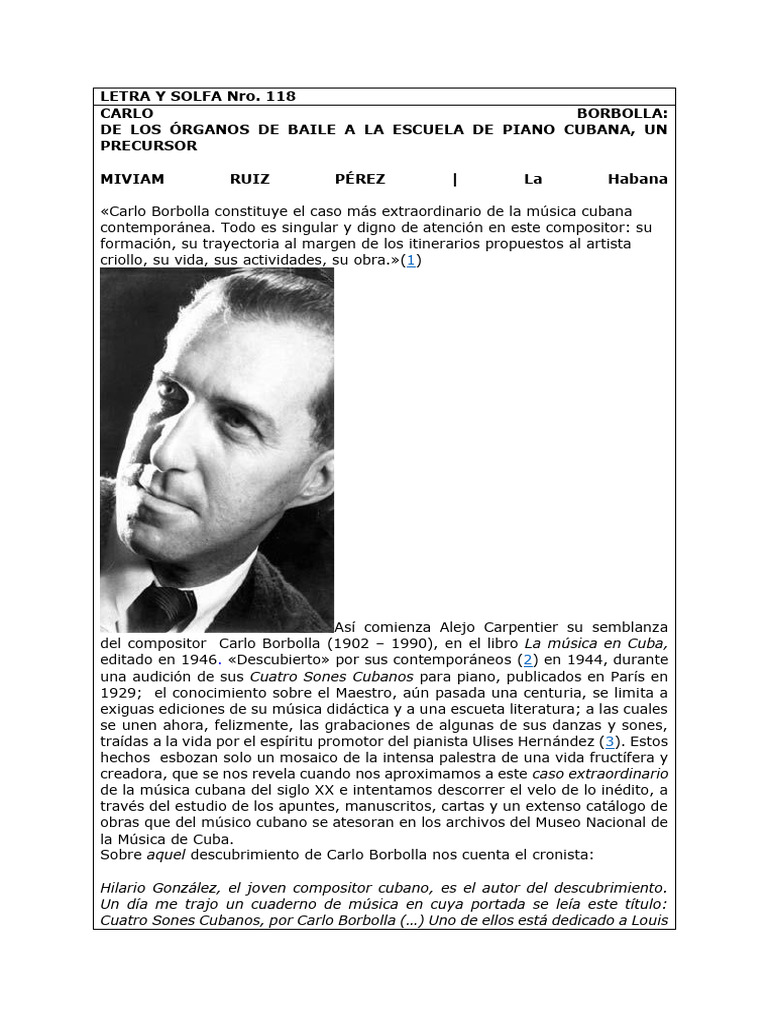 Carlo Borbolla: Pionero de la Música Cubana | PDF | Ritmo | Cuba