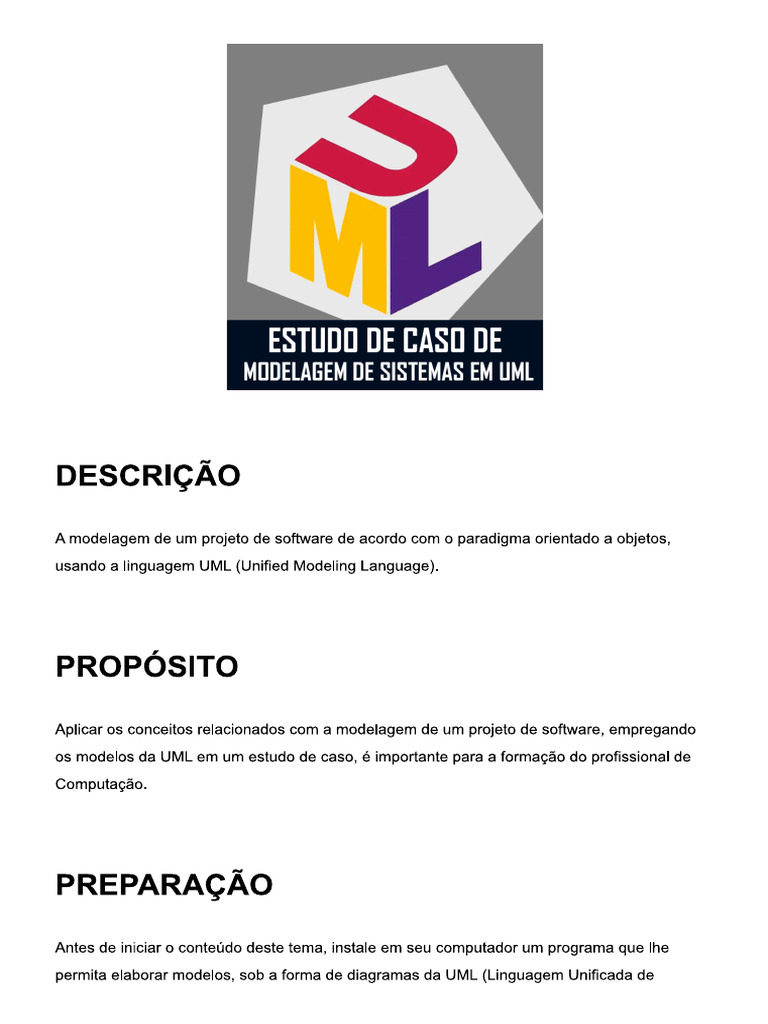 Estudo de Caso Dde Modelagem em UML | PDF