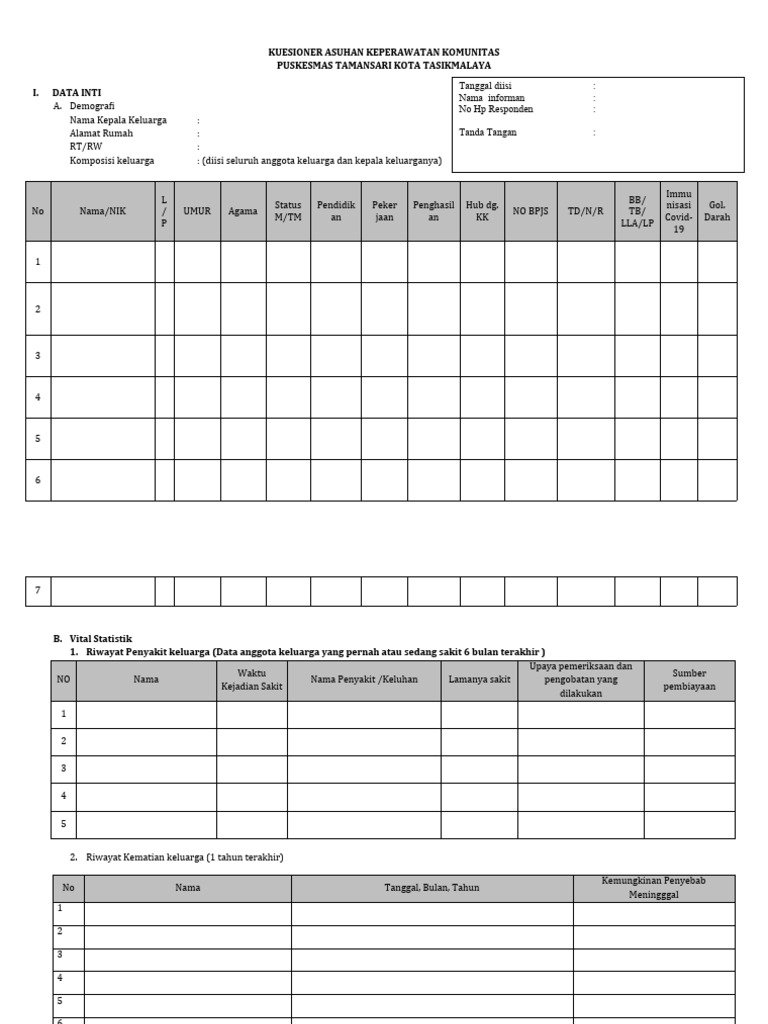 Kuesioner Asuhan Keperawatan Komunitas Kel 2 (TBC) | PDF