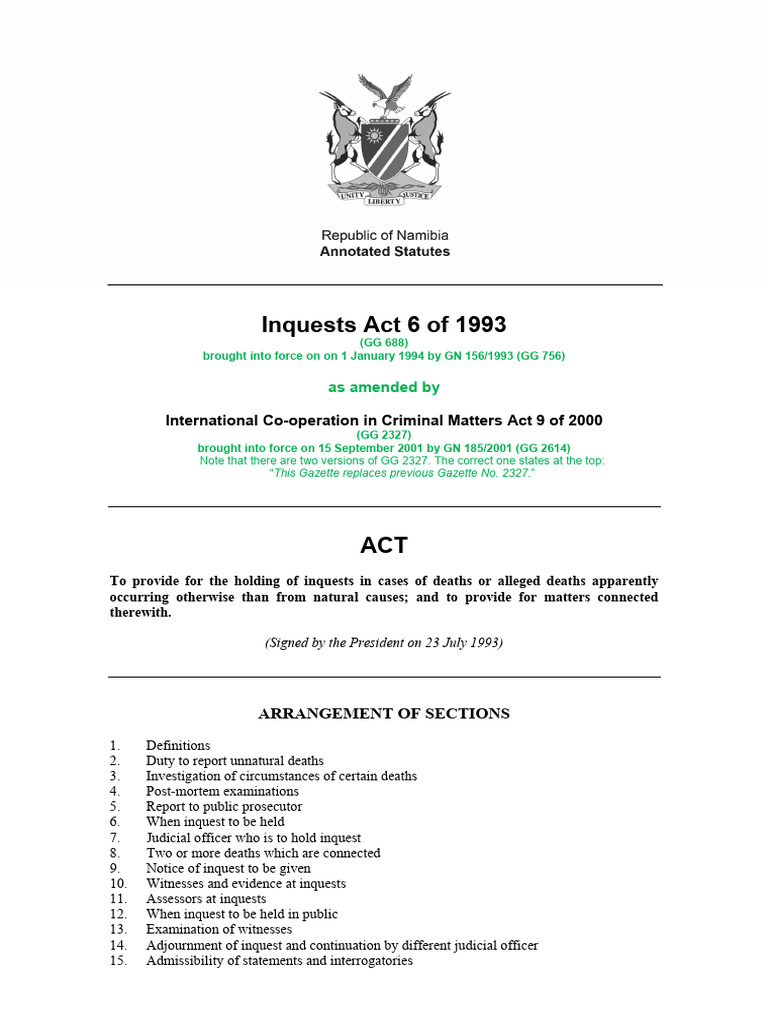 Inquests Act 6 of 1993 | Download Free PDF | Perjury | Prosecutor