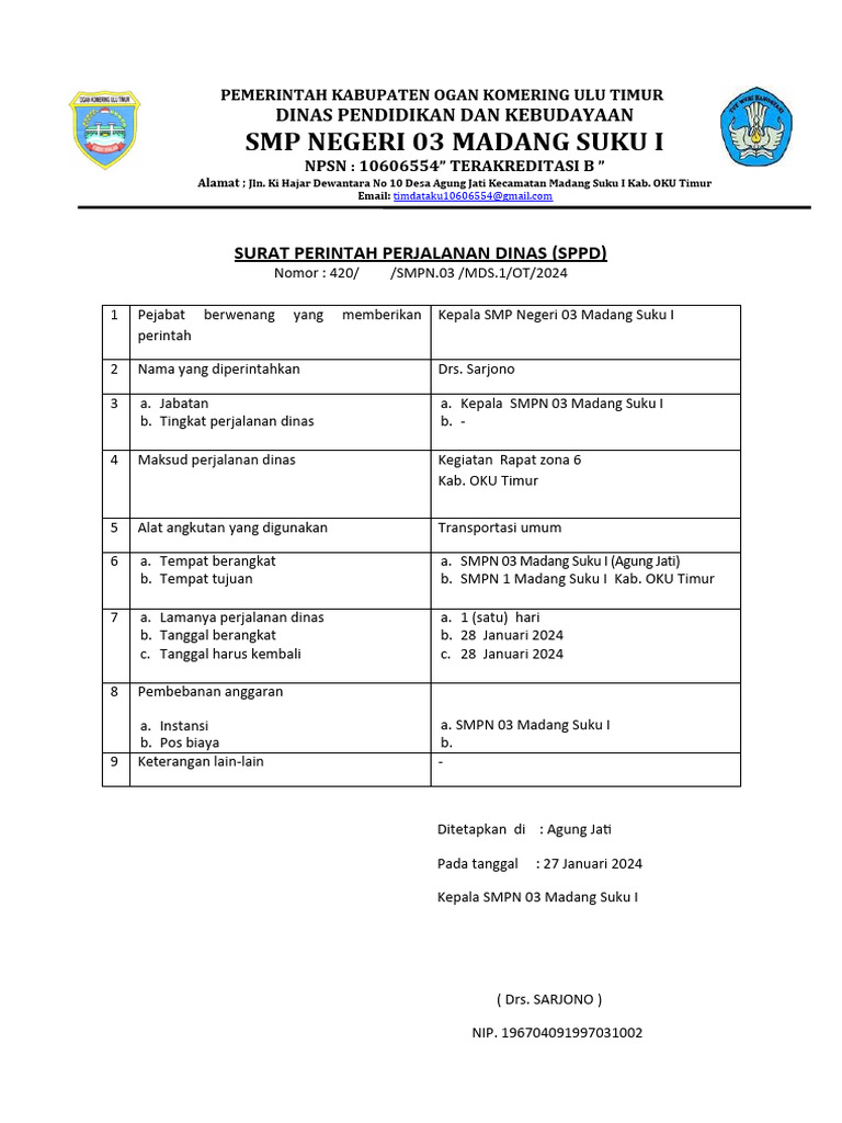 SPPD Rapat Zona | PDF