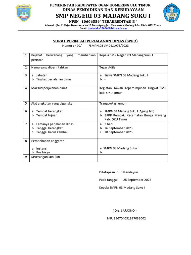 SPPD Kawah Kepemimpinan 2023 | PDF