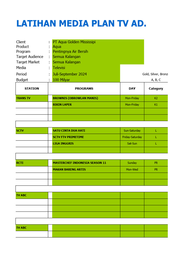 Kayyisa Aufa (44322010070) - Tugas-2 Lembar Jawaban Latihan Media Planning | PDF