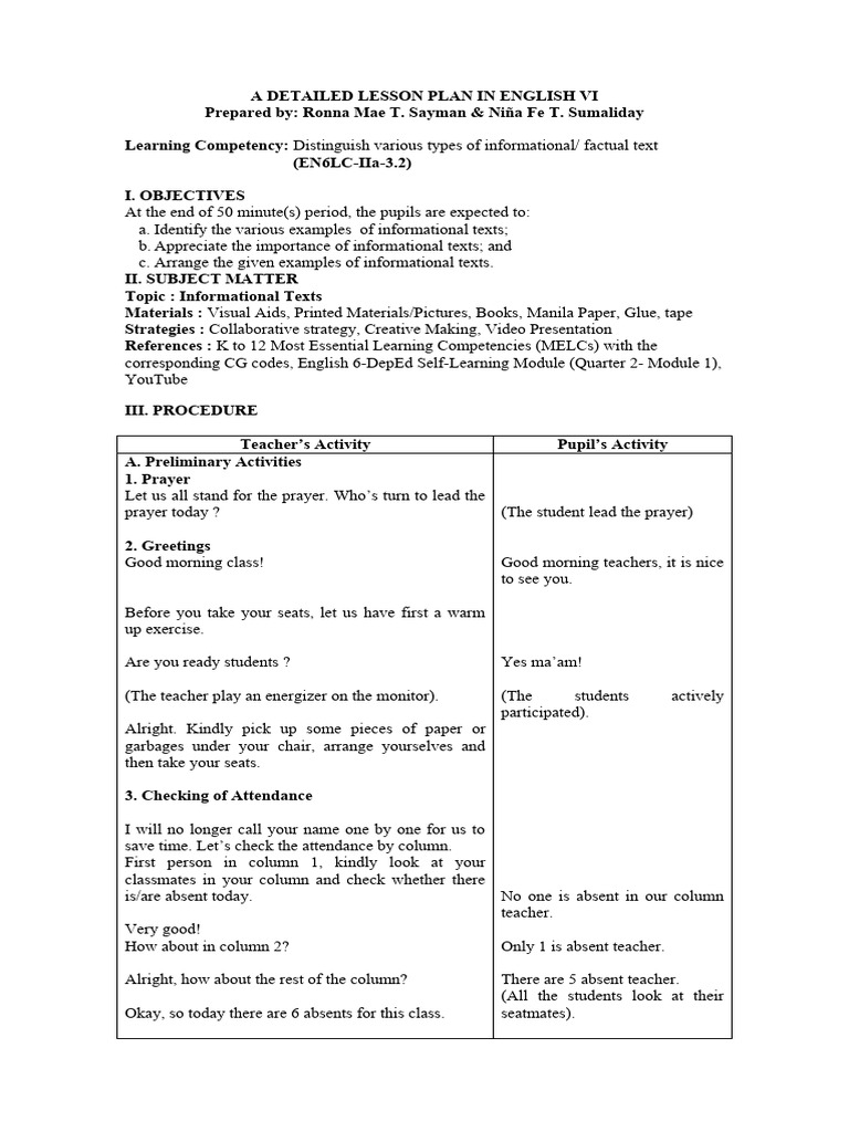 Detailed Lesson Plan in English Vi | PDF | Books | Dictionary