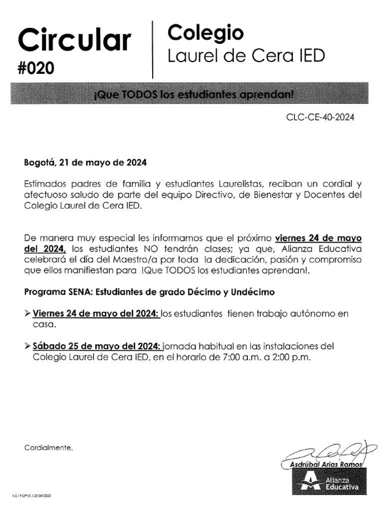 Circular 020 2024 | PDF