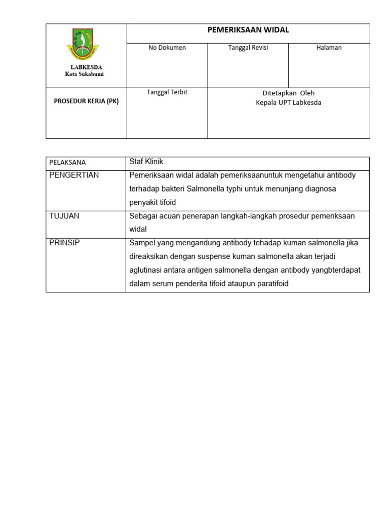 PK Pemeriksaan Widal | PDF | Sains & Matematika
