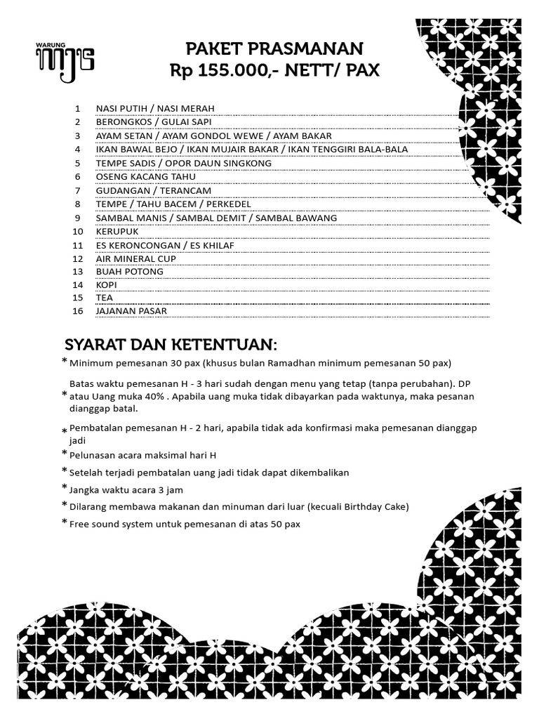 Paket Prasmanan Hotel Ramadhan | PDF