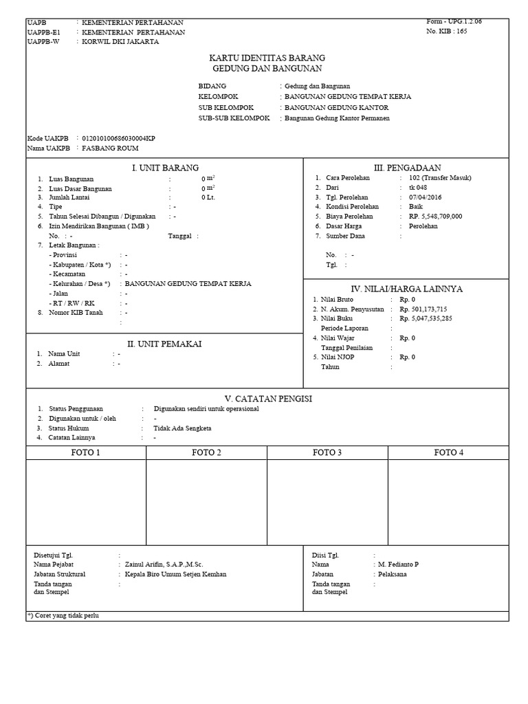 Kartu Identitas Barang Gedung Kementerian | PDF