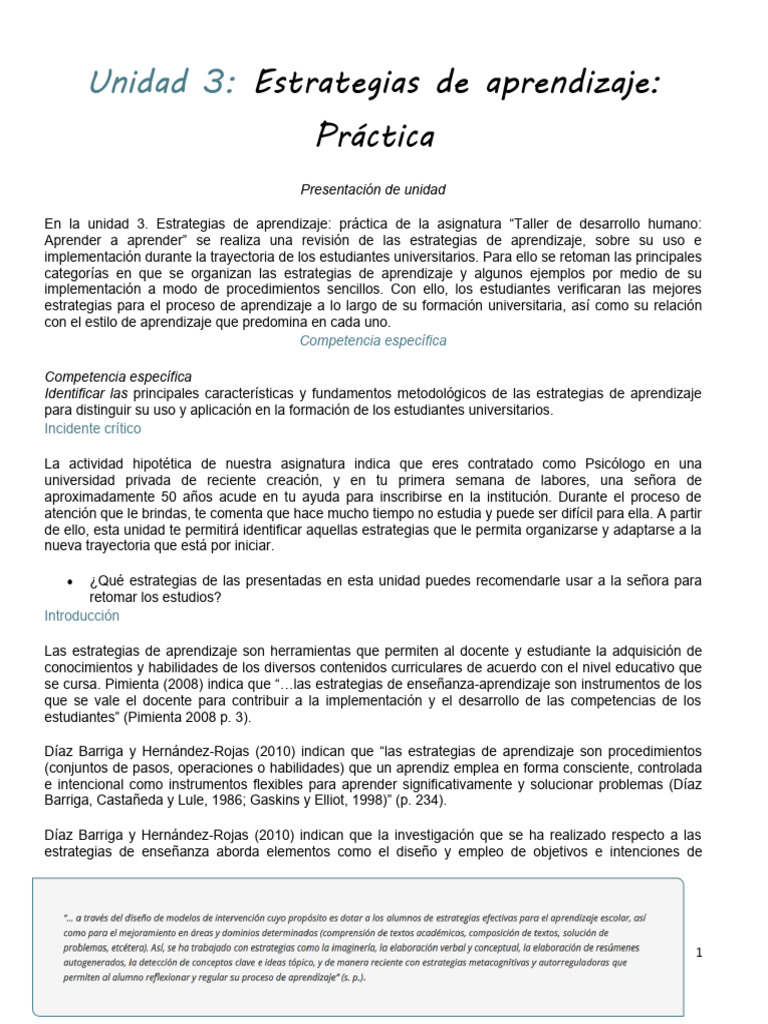 Unidad 3_Estrategias de aprendizaje_Práctica | Descargar gratis PDF ...