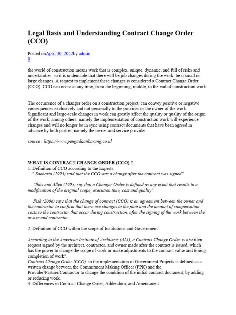 Understanding Contract Change Orders | PDF | Decree | Specification ...