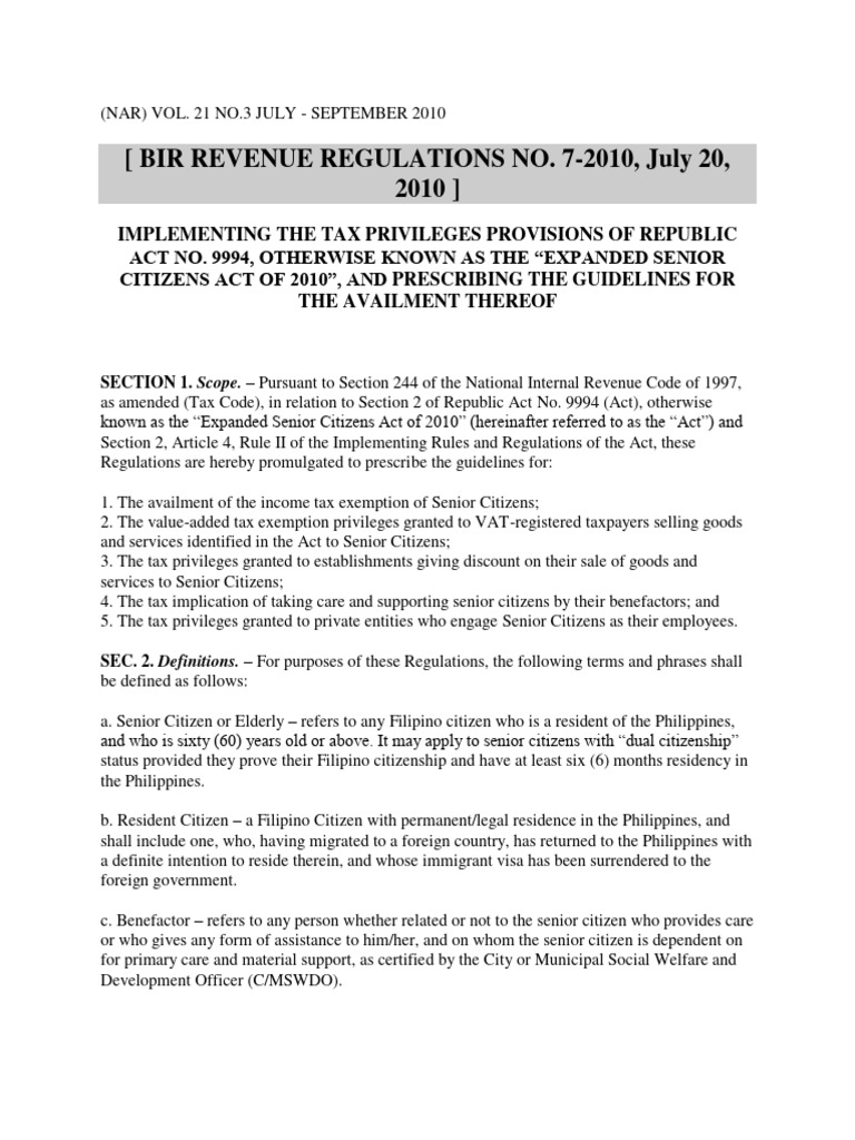 Tax Guidelines for Senior Citizens 2010 | PDF | Taxes | Value Added Tax