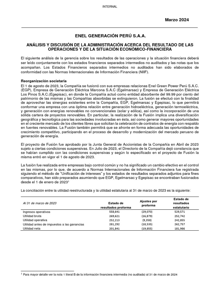 Analisis EEFF EG Peru 2024 - I | PDF | Dividendo | Inflación