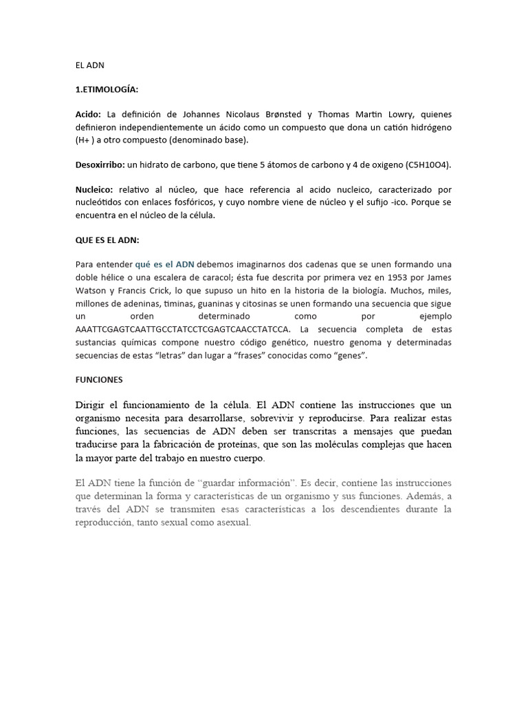 EL ADN | Descargar gratis PDF | Adn | Cromosoma