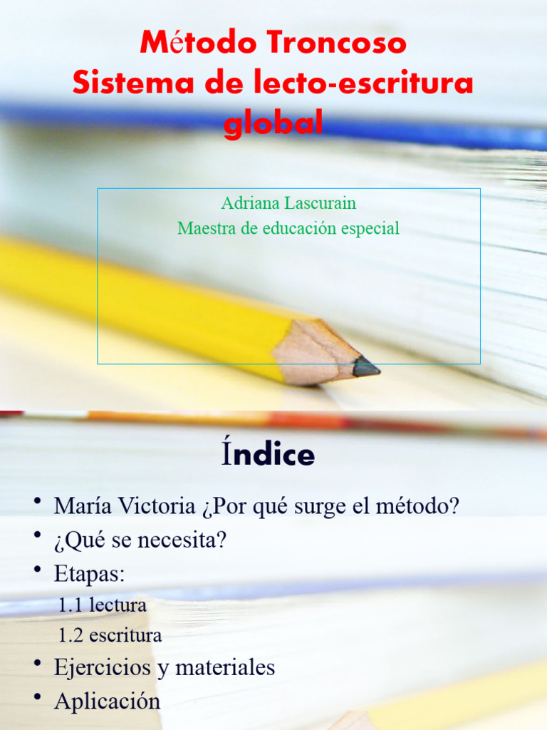 Método Troncoso Sistema de Lectoescritura Global | PDF | Aprendizaje ...