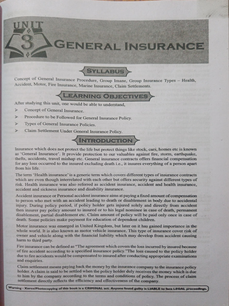 Insurance Unit 3 Sia | Download Free PDF | Insurance | Vehicle Insurance