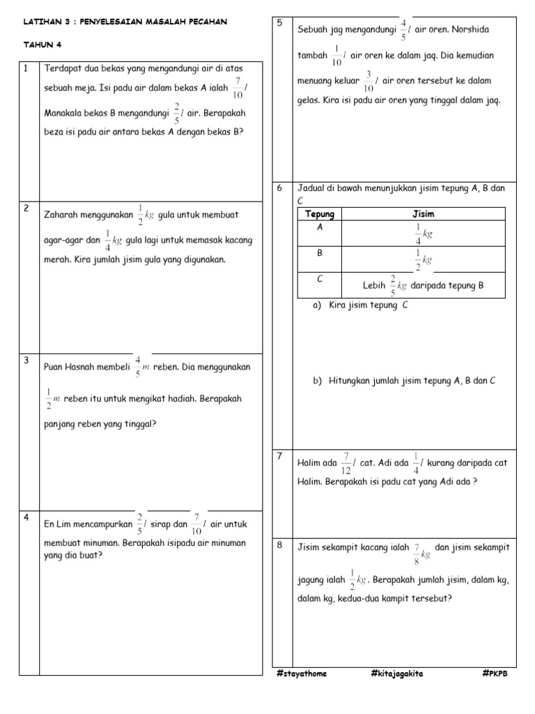 Latihan 5 - Pecahan-Penyelesaian Masalah | PDF