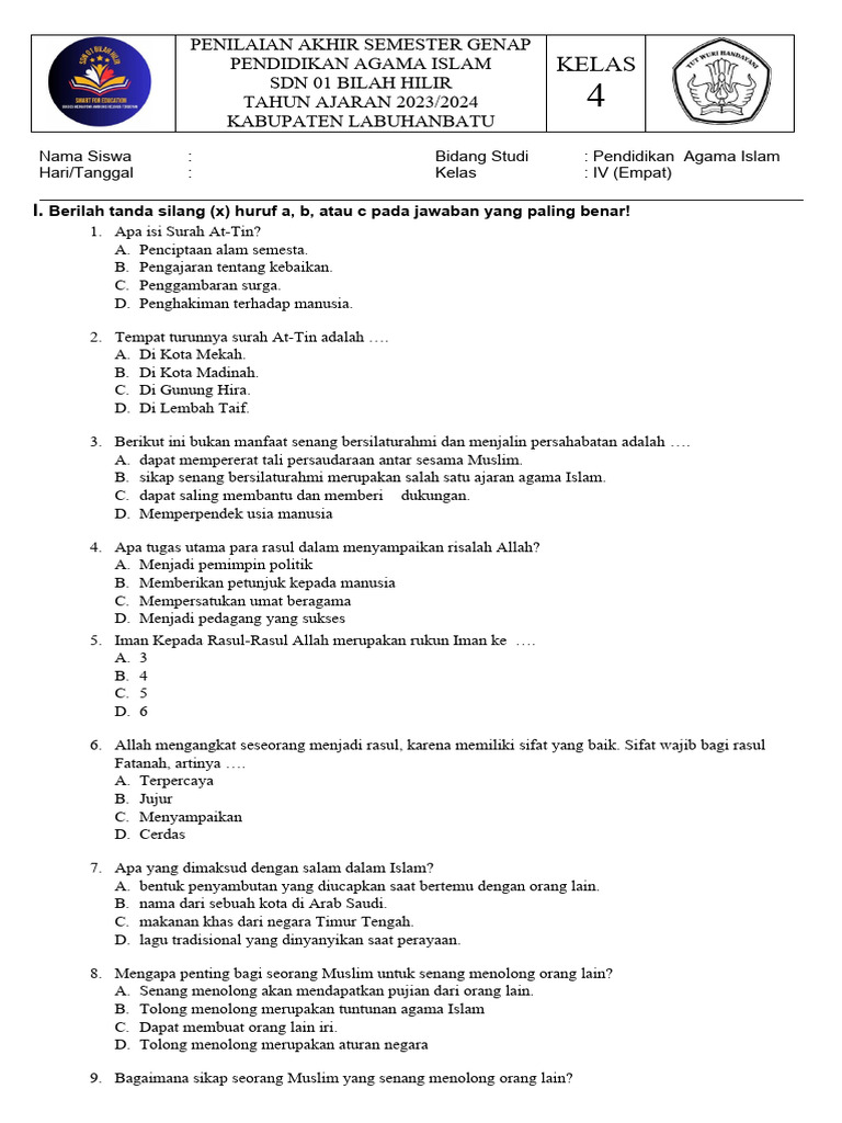 Soal Kls 4 Kurmer | PDF | Karier & Perkembangan