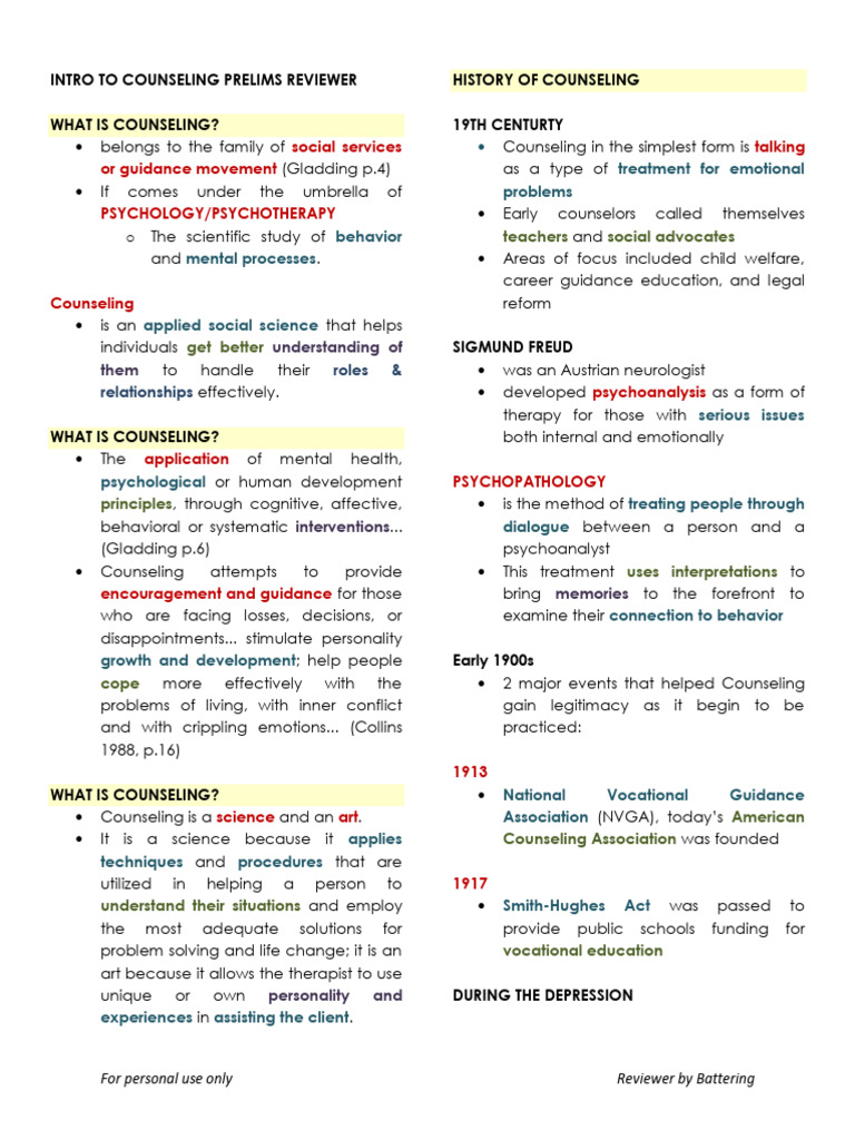 Counseling Overview and Techniques | PDF | Psychotherapy | Id