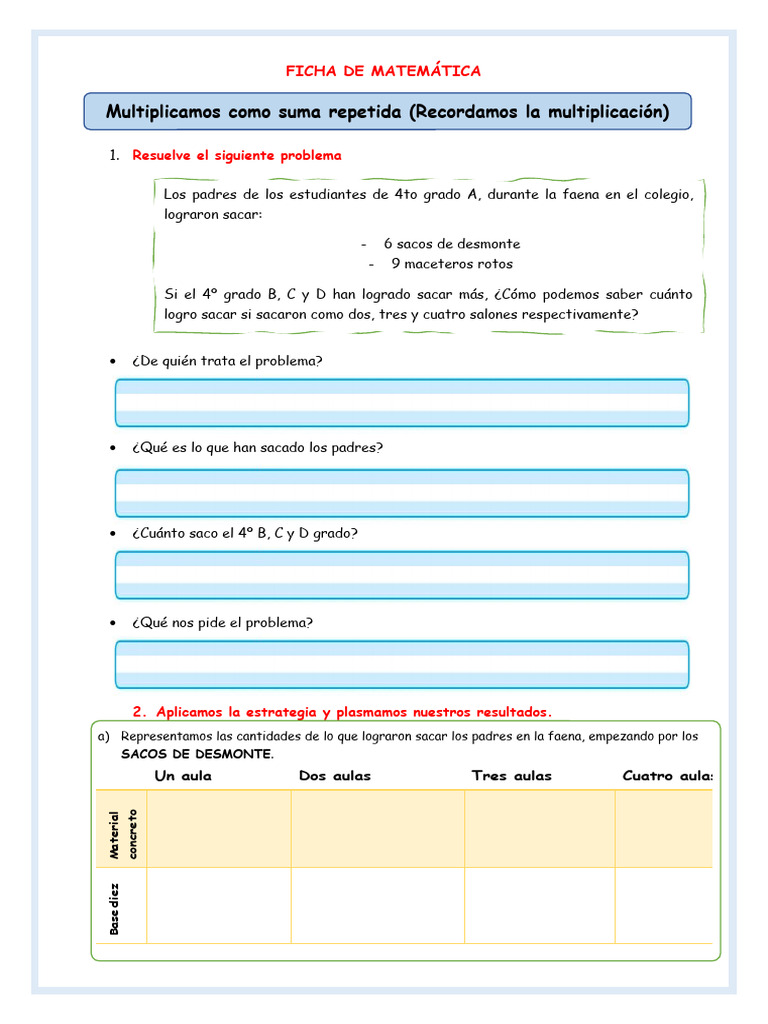 Ficha Mate Mart 21 Multiplicamos A Partir de La Suma Repetida | PDF