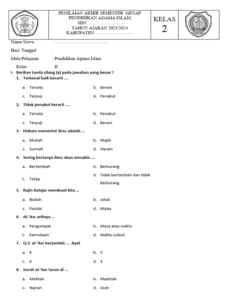 Soal KLS 2 K13 | PDF