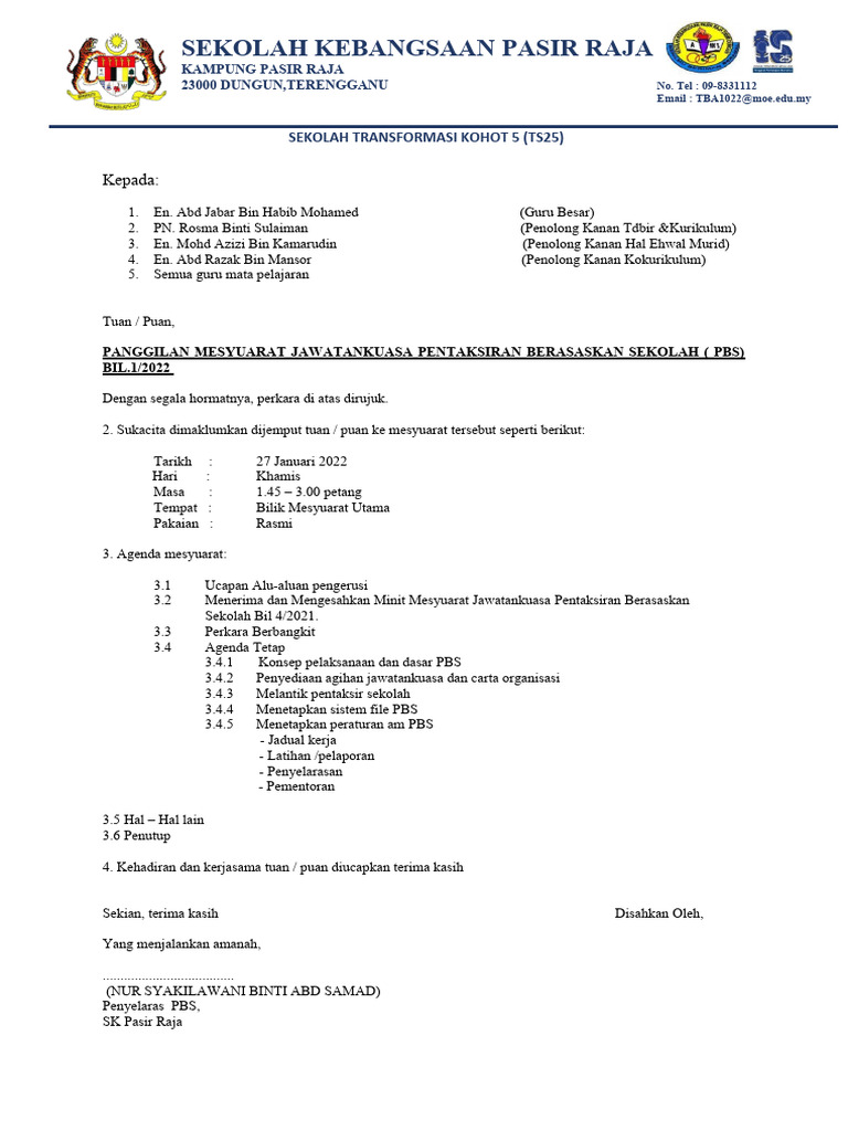 Surat Panggilan 1 Pbs | PDF