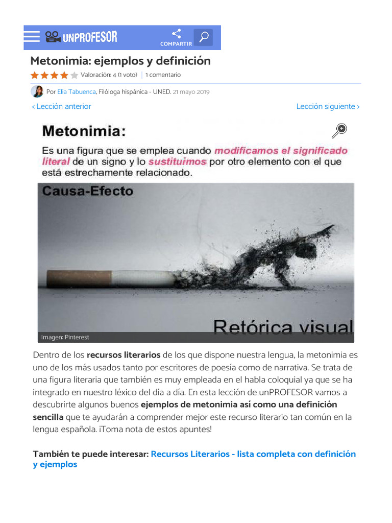 Metonimia - Ejemplos y Definición - ¡CON ESQUEMAS + IMÁGENES! | PDF ...