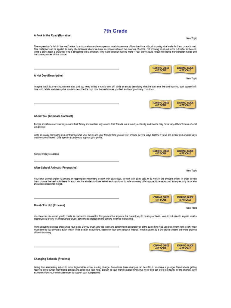 7th Grade Essays | PDF | Essays | Experience