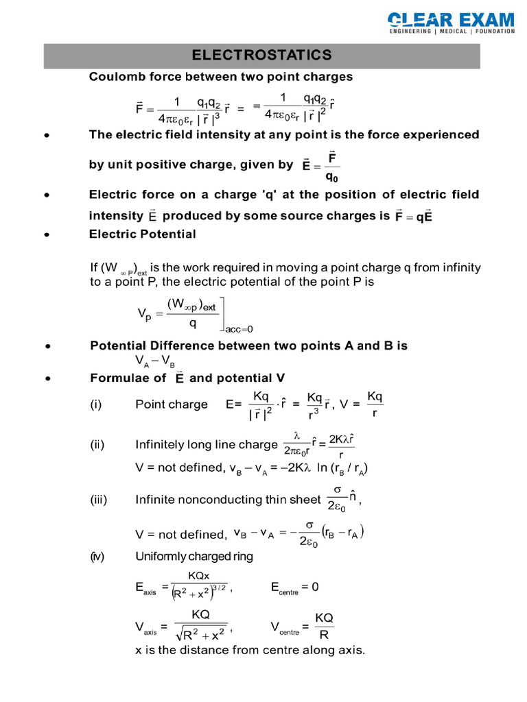 1 Electrostatics | PDF