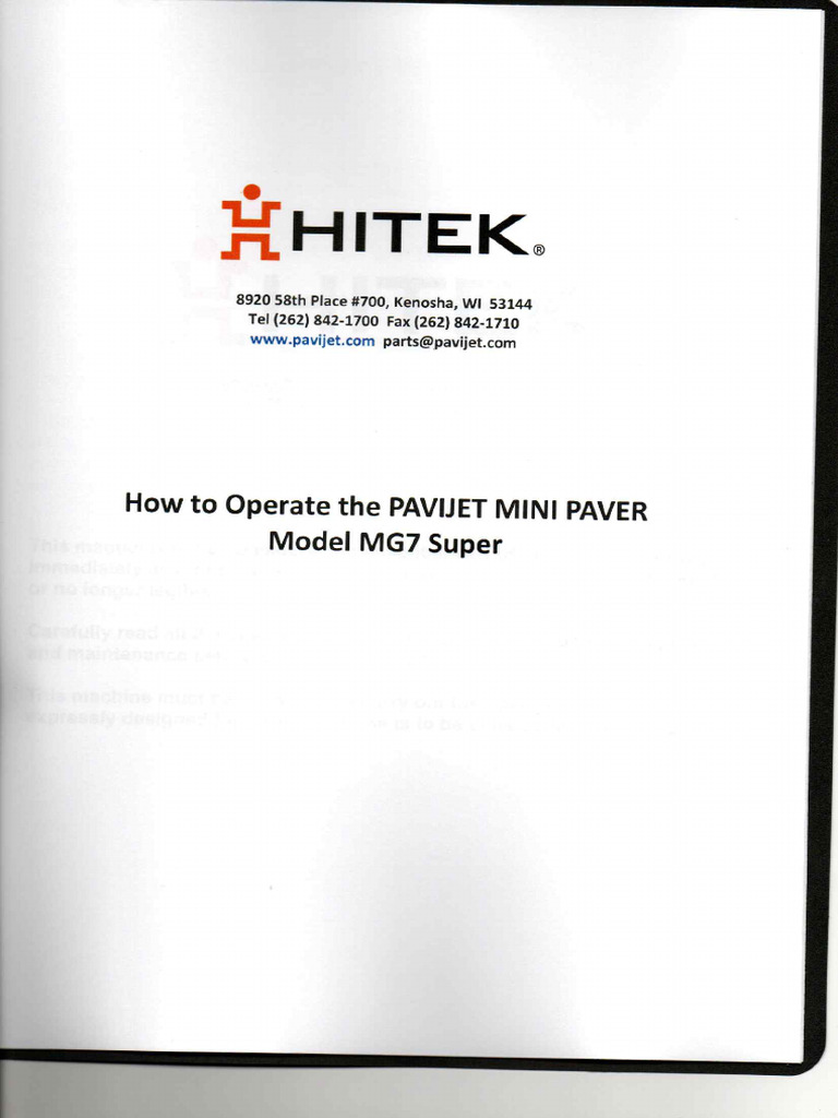 PAVIJET MG7 SUPER MANUAL DE OPERACION | PDF