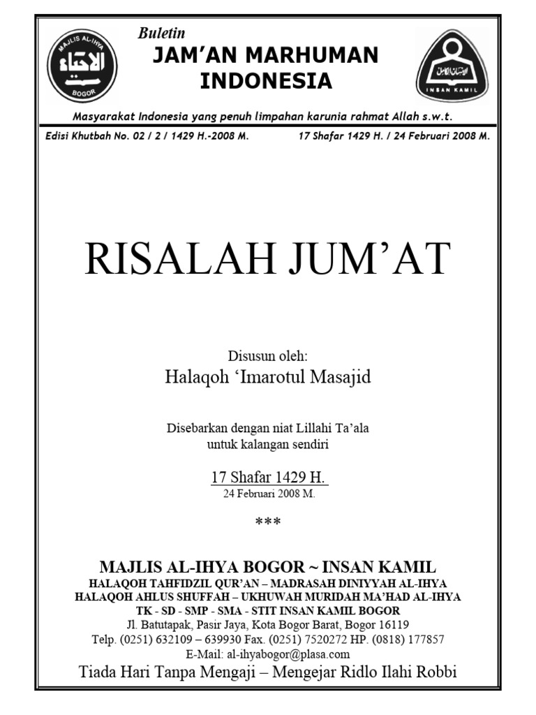 Buletin Khutbah 1 | PDF