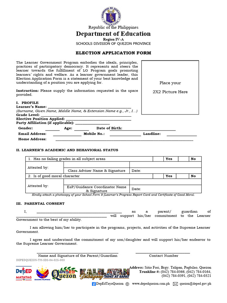 Learner Government Election Application Form | PDF | Learning