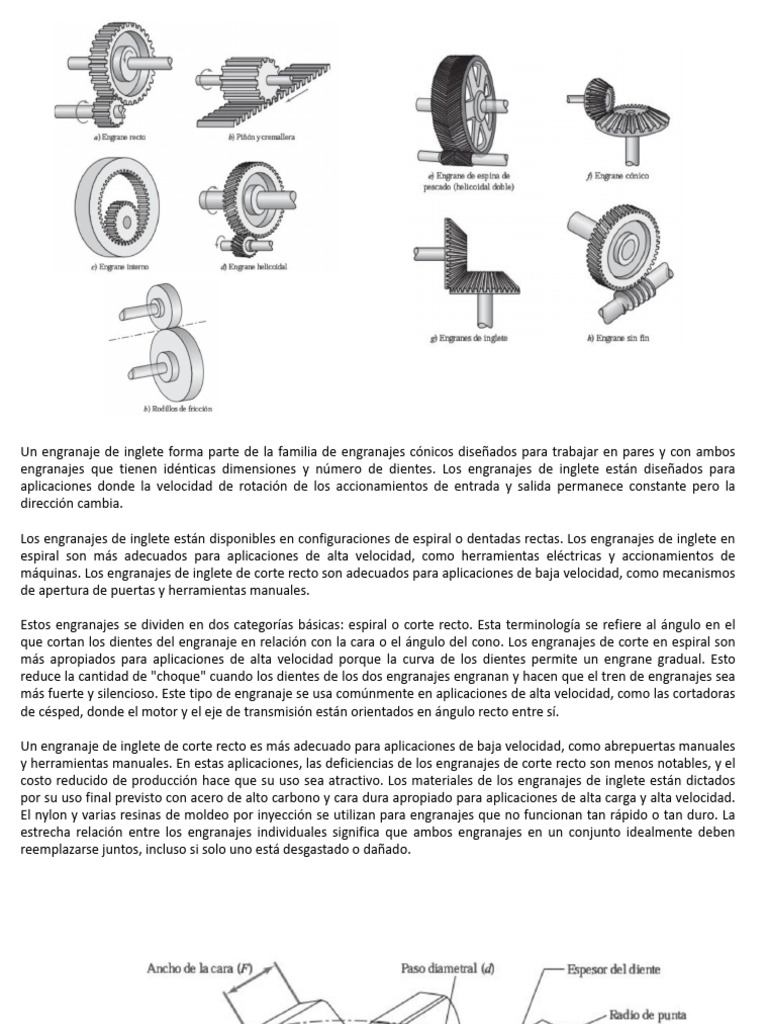 1 Tipos de Engranes | PDF | Engranaje | Ingeniería mecánica
