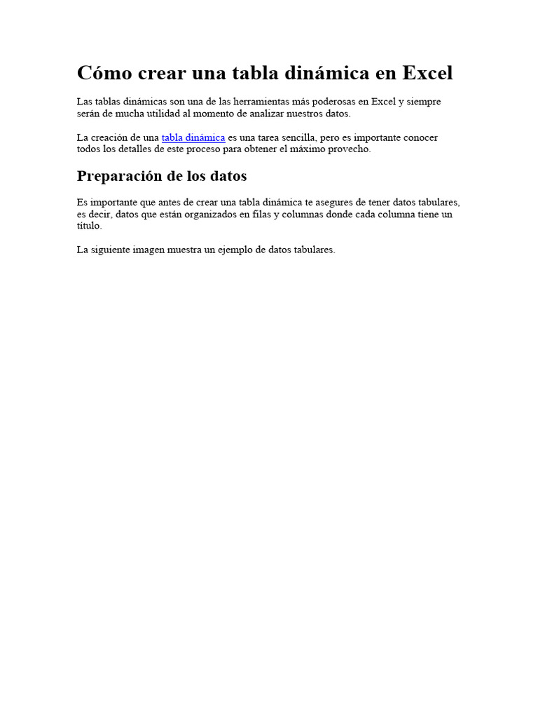 Crear Tabla Dinamica | PDF