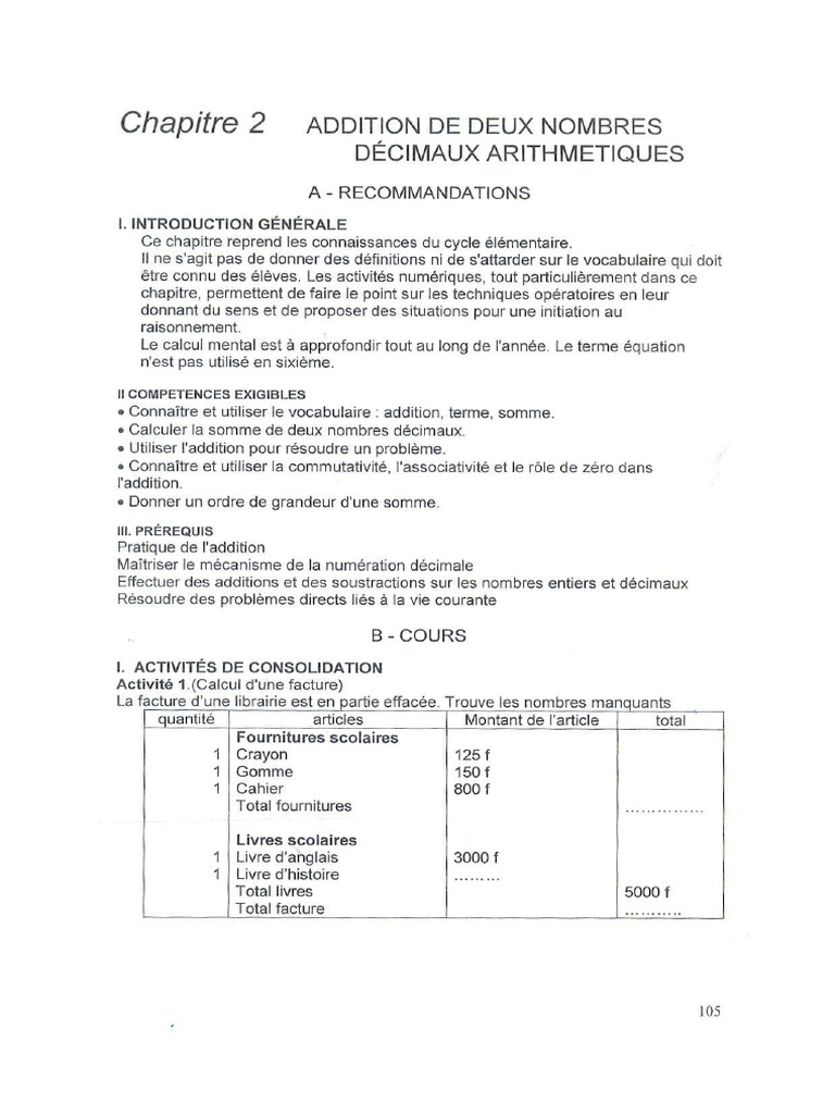Addition Des Nombres Decimaux Arithmetiques | PDF
