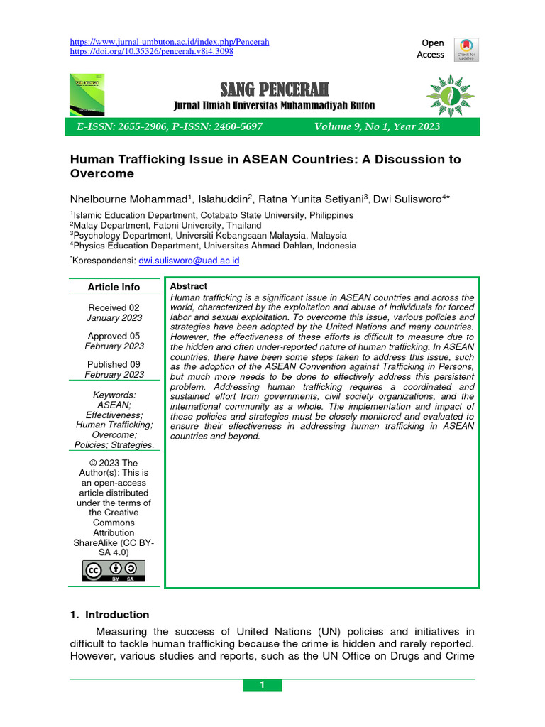 Human Trafficking Issue in ASEAN Countri | PDF | Human Trafficking