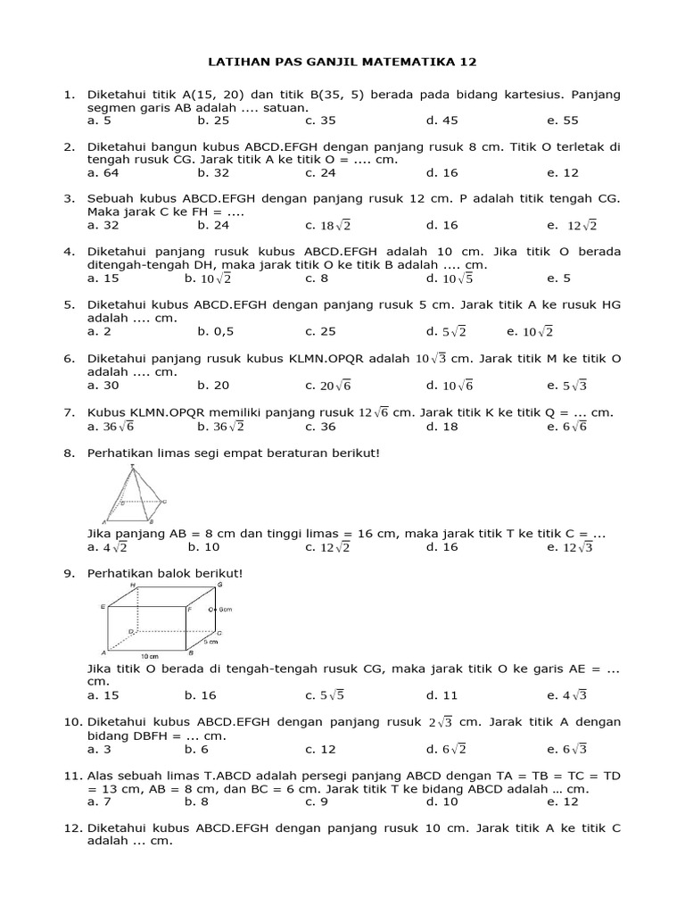 Soal CBT Pas Ganjil Matematika Xii | PDF | Griya & Taman | Sains & Matematika