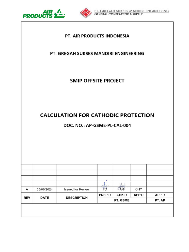 AP-GSME-PL-CAL-004 Calculation For Cathodic Protection RA-IFR | PDF ...