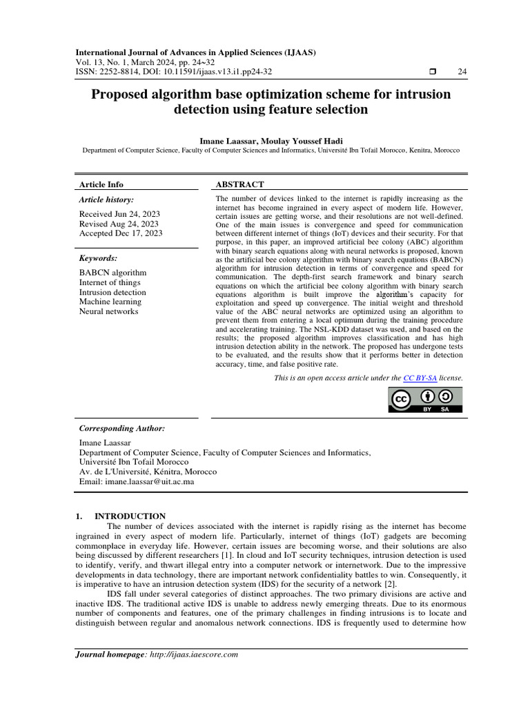 Proposed algorithm base optimization scheme for intrusion detection ... Proposed algorithm base optimization scheme for intrusion detection ...