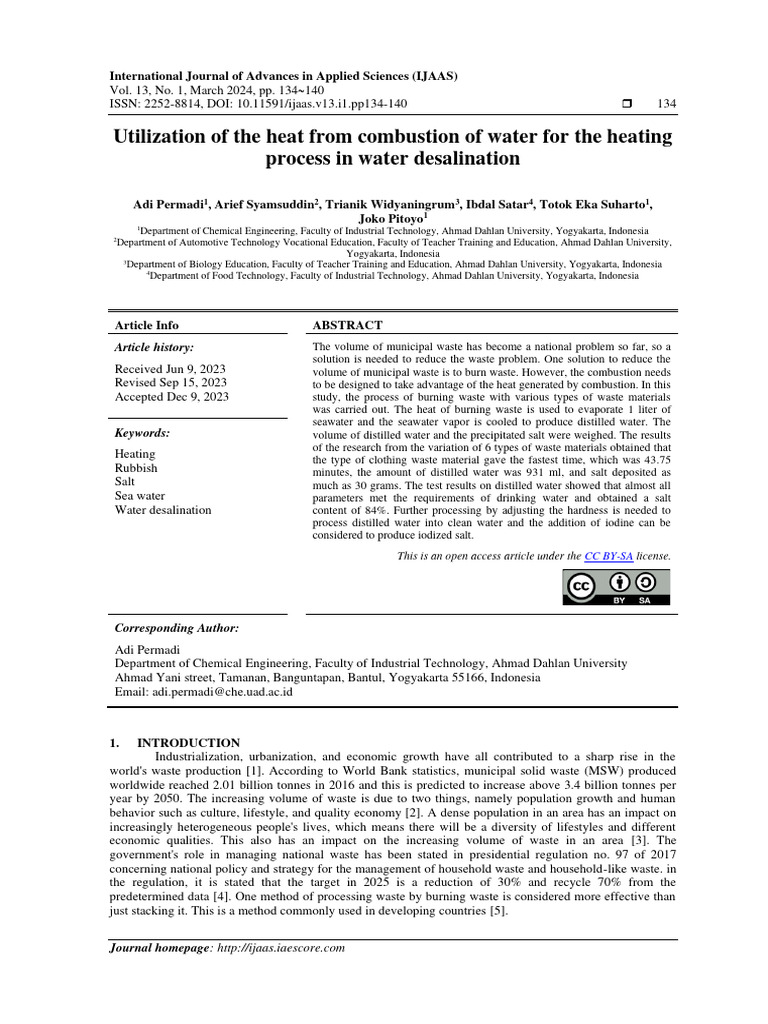Utilization of the heat from combustion of water for the heating ...