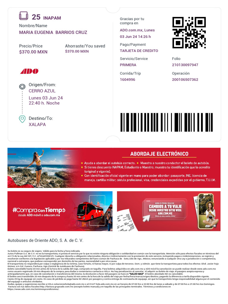 Tu Boleto ADO | PDF