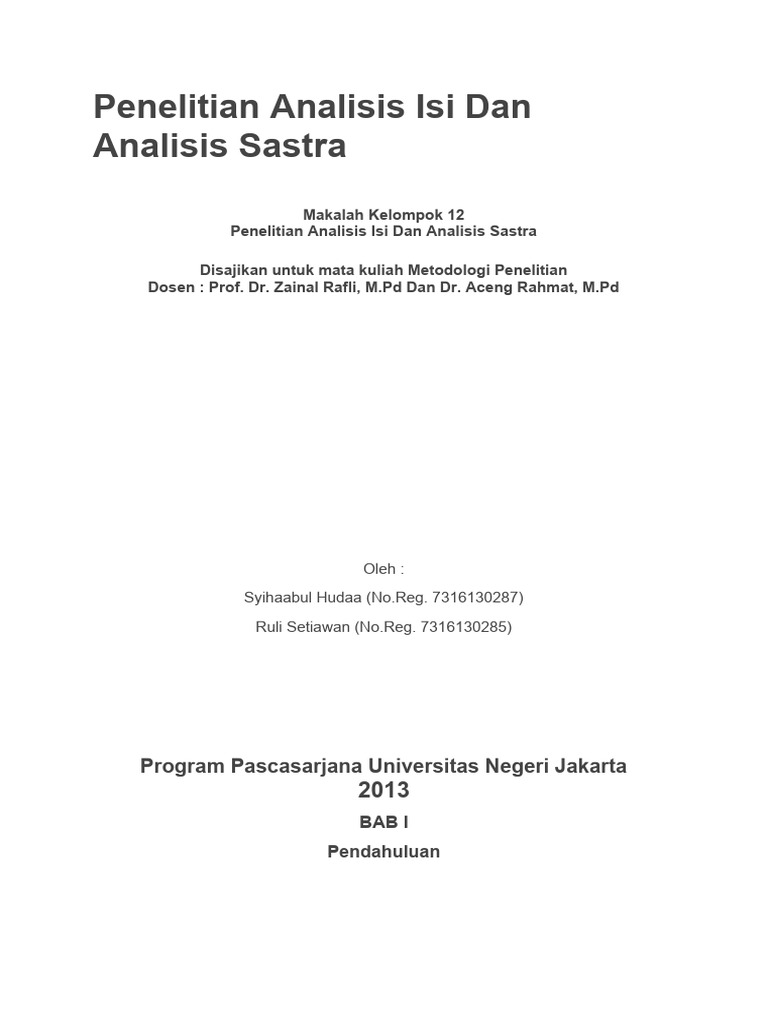 Analisis Isi dan Kualitatif dalam Penelitian | PDF | Karier ...