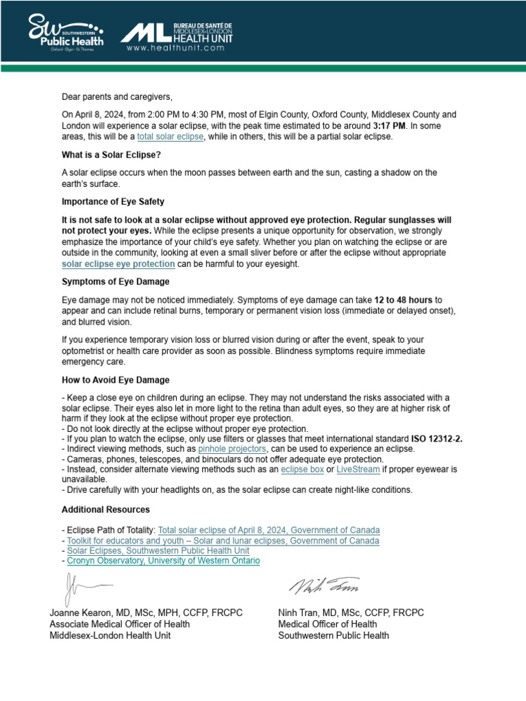 Solar Eclipse Letter To Parents - FINAL-SWPH-MLHU | PDF | Solar Eclipse ...