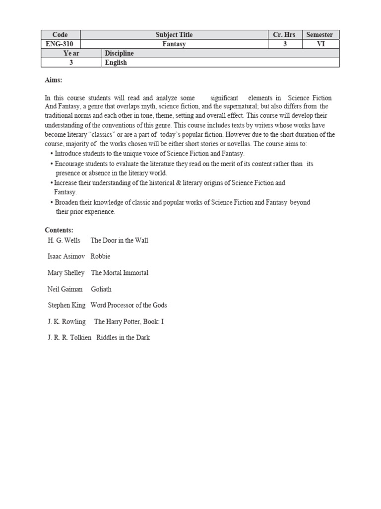 Fantacy_ENG-310 | Download Free PDF | Fantasy | Science Fiction